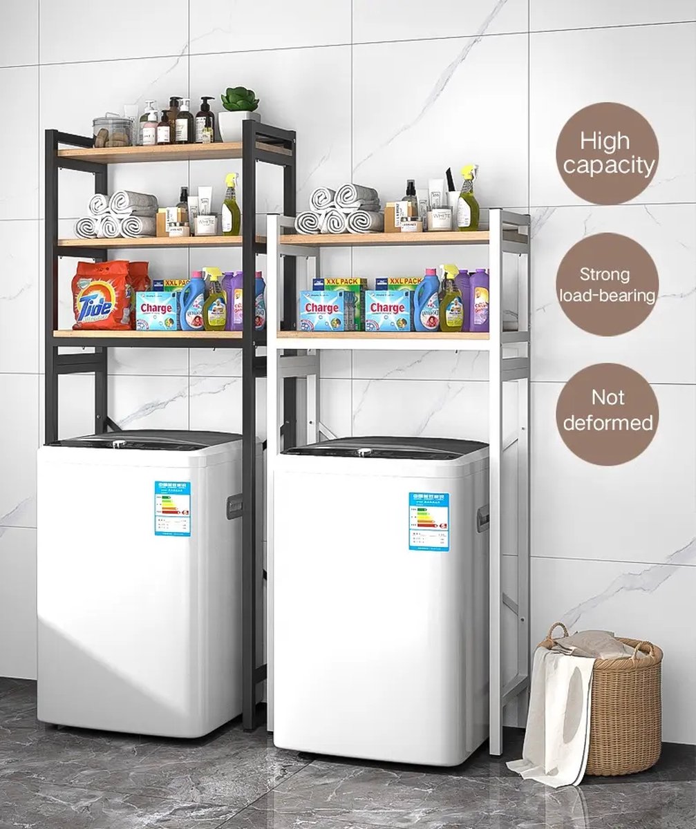 Badkamer rek - Wasmachine Rek - 3 laags - Robuust - Vocthbestendig - 69 ...