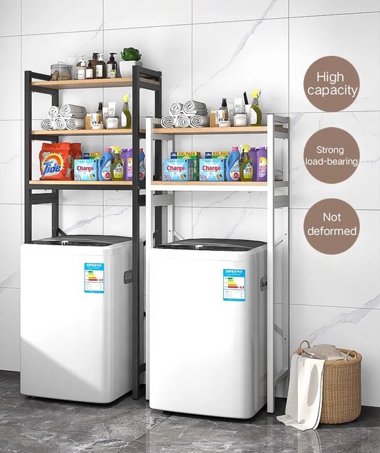 Badkamer rek - Wasmachine Rek - 3 laags - Robuust - Vocthbestendig - 69 ...