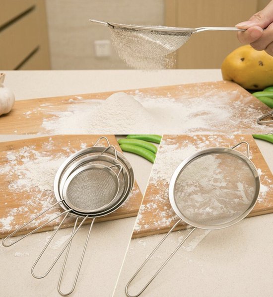 PD® - Premium RVS Zeef Set - Vergiet 3 Delig - Keukenzeef - Zeefjes - Ø ...