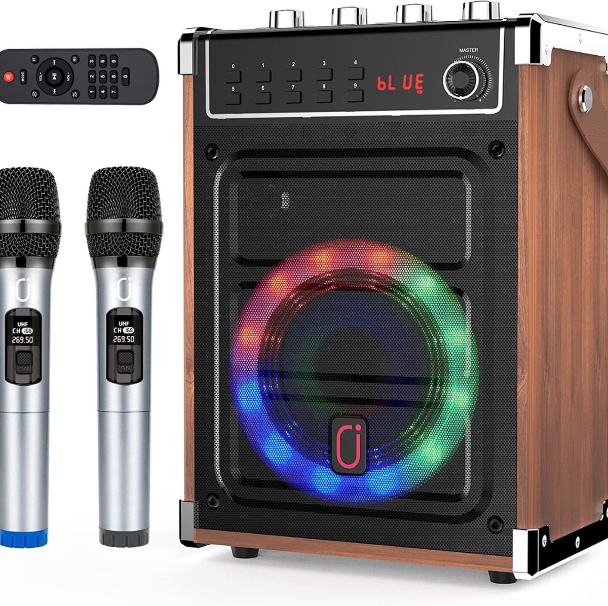 Karaoke Machine met Twee Draadloze Microfoons, Draagbare Bluetooth ...