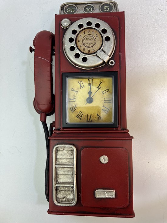 Rode retro telefoon klok | bol