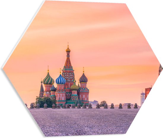 PVC Schuimplaat Hexagon - Kleurrijke Kathedralen op Rode Plein in ...