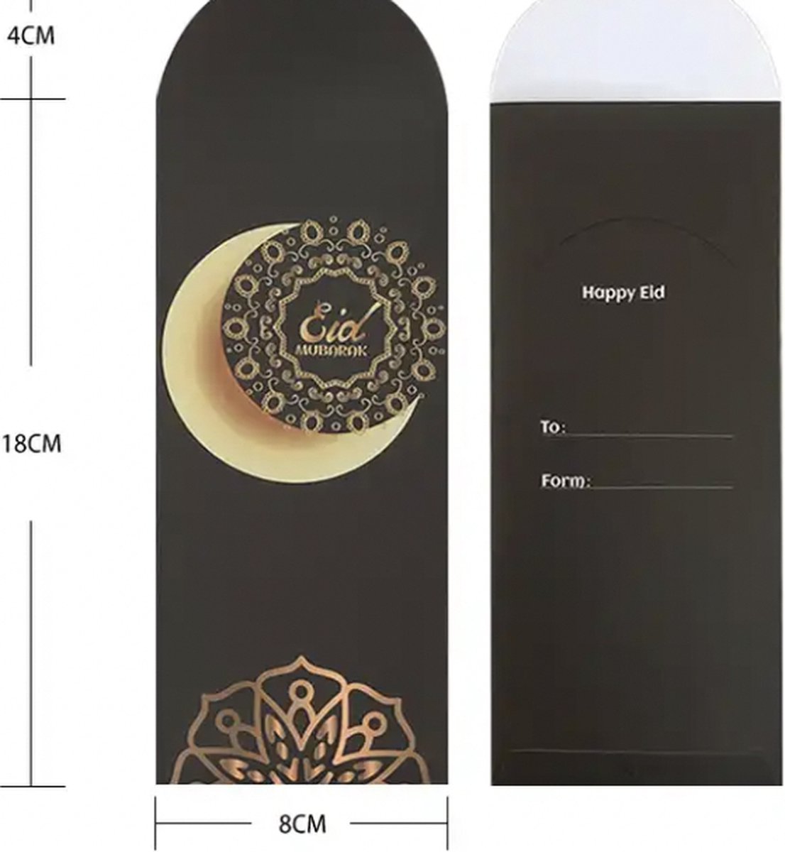 WD - 6 stuks EID MUBARAK - geld envelop - zwart - goud - eid al fitr ...