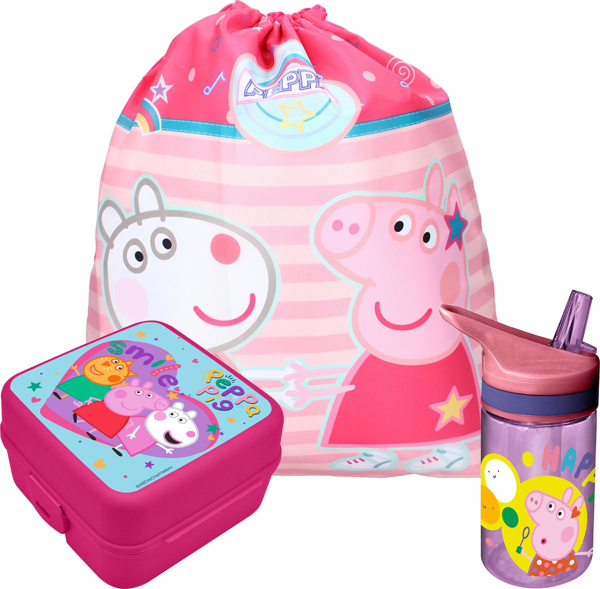Peppa Pig lunchbox set voor kinderen - 3-delig - roze - incl. gymtas ...