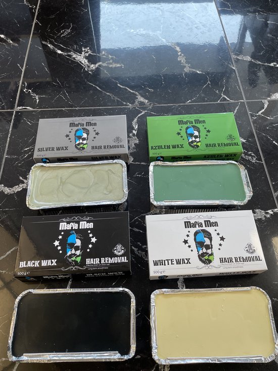 4 Pack- Ontharing wax Mafia Men Black-White-Silver-Azulen Mask Wax ...