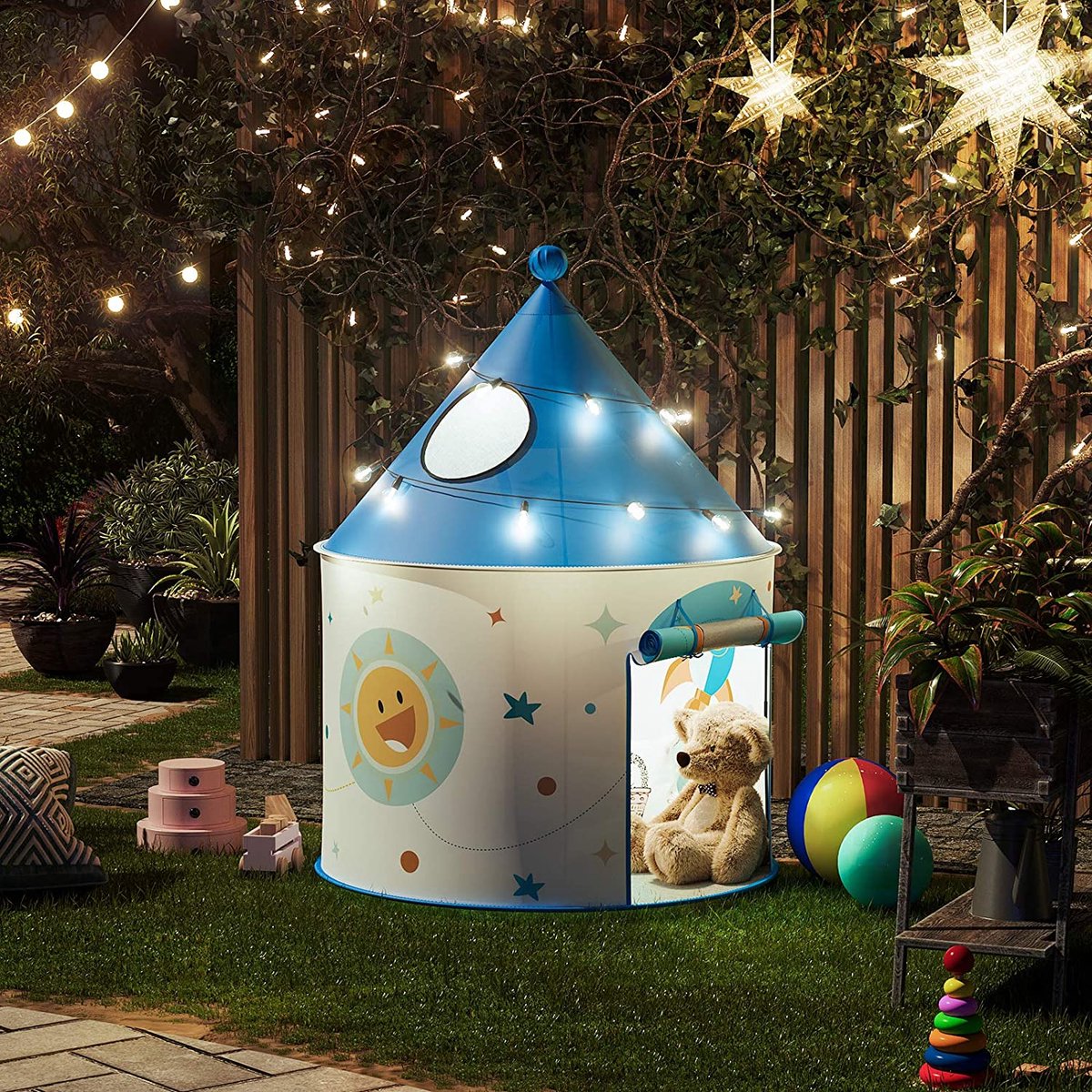 SONGMICS Tipi pop-up tent voor kinderen, draagbaar, met draagtas, voor ...