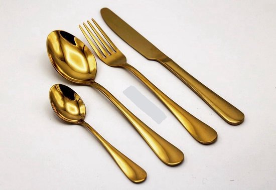 Goud Bestek - Bestekset - 24 delig - 6 persoons - Inclusief zwarte ...