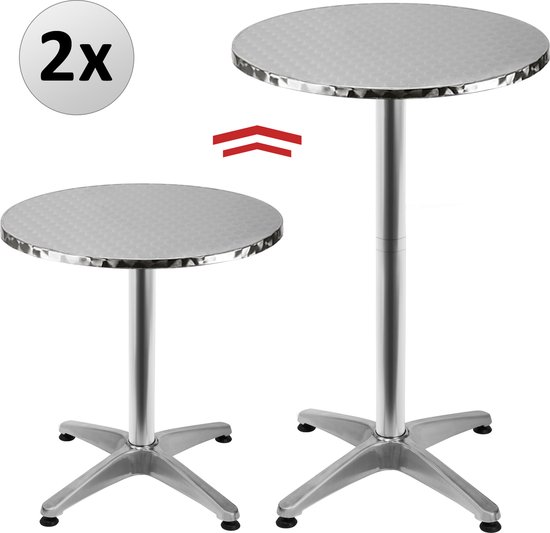 Casaria Statafel 2in1 – 2 Stuks Verstelbaar - Rond Ø 60 cm Zilver | bol.com
