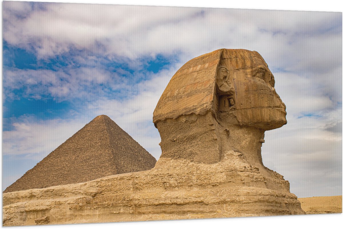 Vlag - Sfinx met op de Achtergrond een Piramide in Egypte - 150x100 cm ...