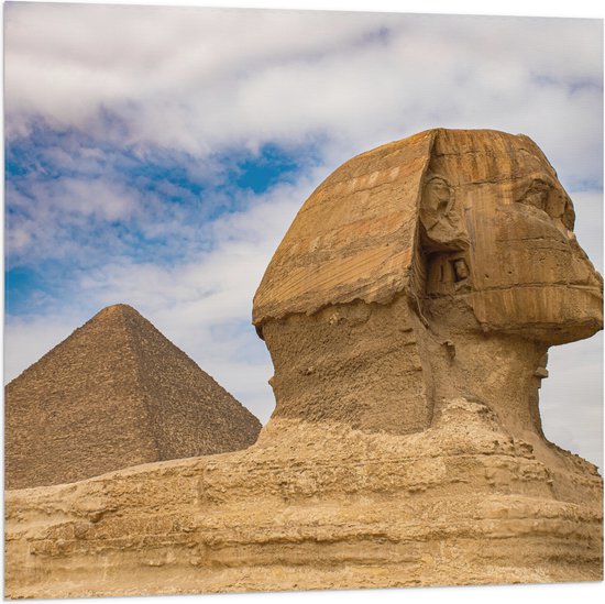 Vlag - Sfinx met op de Achtergrond een Piramide in Egypte - 80x80 cm ...