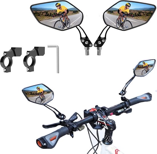 2 stuks fietsspiegels HD echt glas fiets achteruitkijkspiegel 360 ...