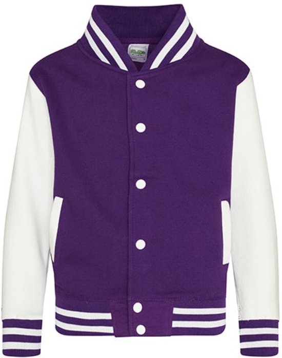 Just Hoods JH043K Kids´ Varsity Jacket - Purple/White - 5/6 (S) | bol
