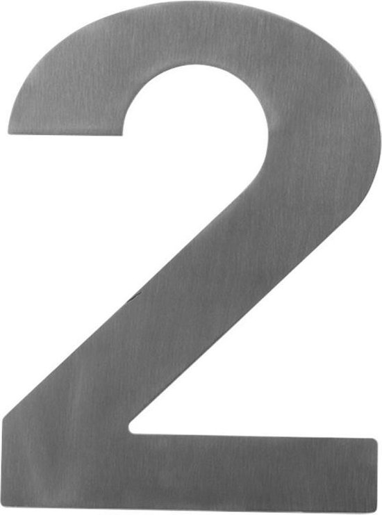 RVS huisnummer 2 plat, 150 mm | bol