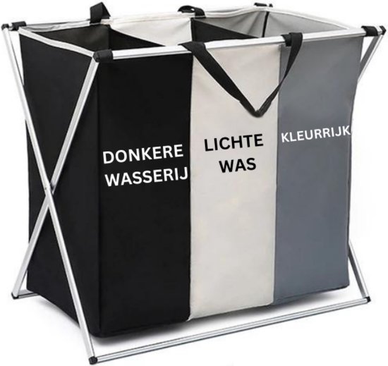 Wasmand 3 Vakken - Wassorteerder - Wasmand - Wasmand Voor Vuile Kleren ...