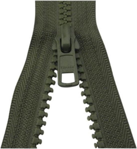 YKK ritssluiting bloktand, 8mm, deelbaar, Legergroen 078, 55 cm, per stuk. | bol