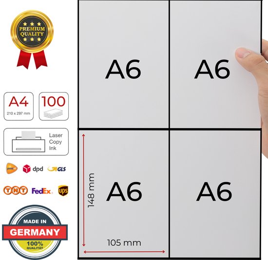Maxenza Premium Zelfklevende Printer Verzend Etiketten Op A4 - 105 x 148 mm 4 Stuks... | bol.com