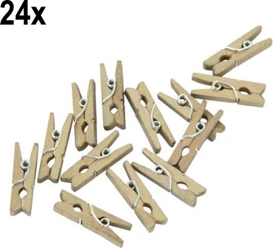 24x Mini Houten Knijpers Goud | bol