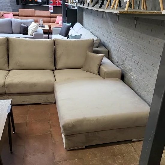 Hoekbank Rosa U vorm - Beige taupe Matt velvet - Hoeksalon Wooneiland ...