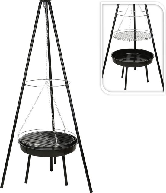 BBQ Driepoot met vuurschaal - incl. grillrooster - zwart - Ø52 cm | bol.com