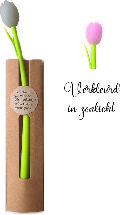 Pen cadeau verkleurende tulp - leukste juf | 1 stuk | random kleur ...