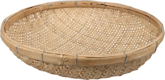 Fruitmand/fruitschaal rond groot - gevlochten bamboe hout - D41 cm | bol