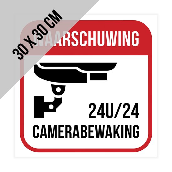 Pictogram/ bord | "Waarschuwing - 24u/24 camerabewaking " | 30 x 30 cm ...