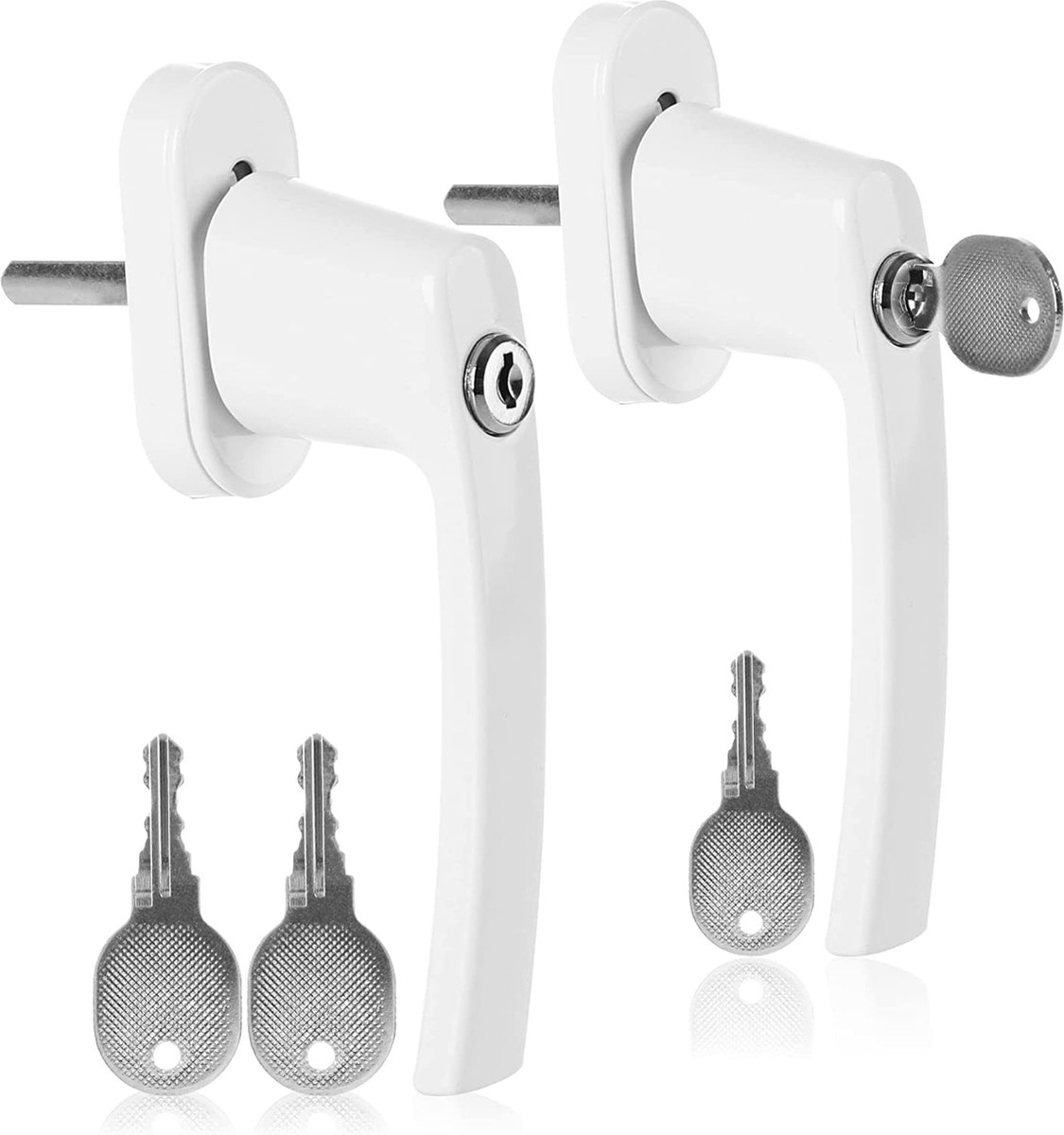 2x raamkruk wit - afsluitbare raamkrukken - kinderslot met 4 sleutels ...