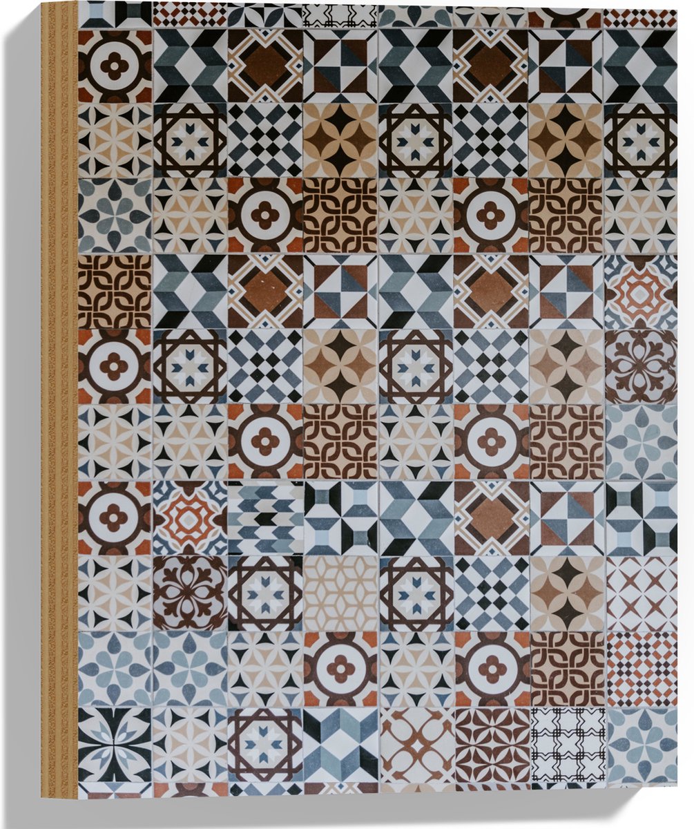 Hout - Patroon van Tegeltjes met Verschillende Patronen - 30x40 cm - 9 ...
