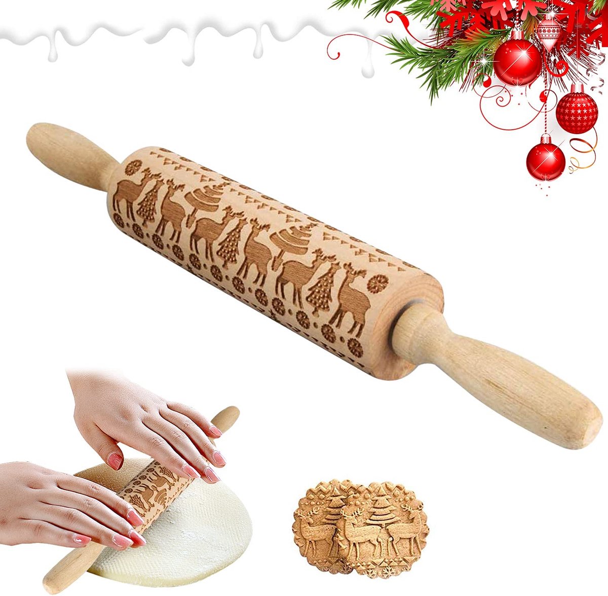 Deegroller hout – houten deegroller - rolhout | bol.com