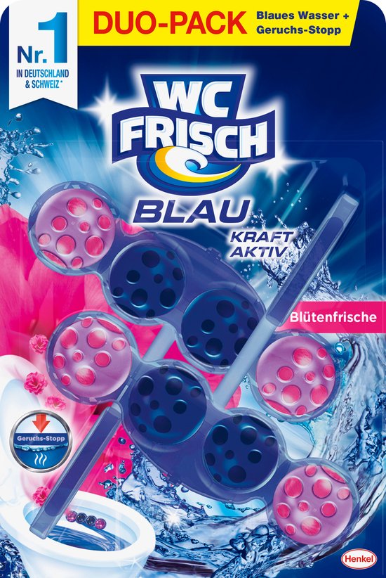 WC-Frisch Toiletblok blue power active flower freshness, 2 stuks | bol