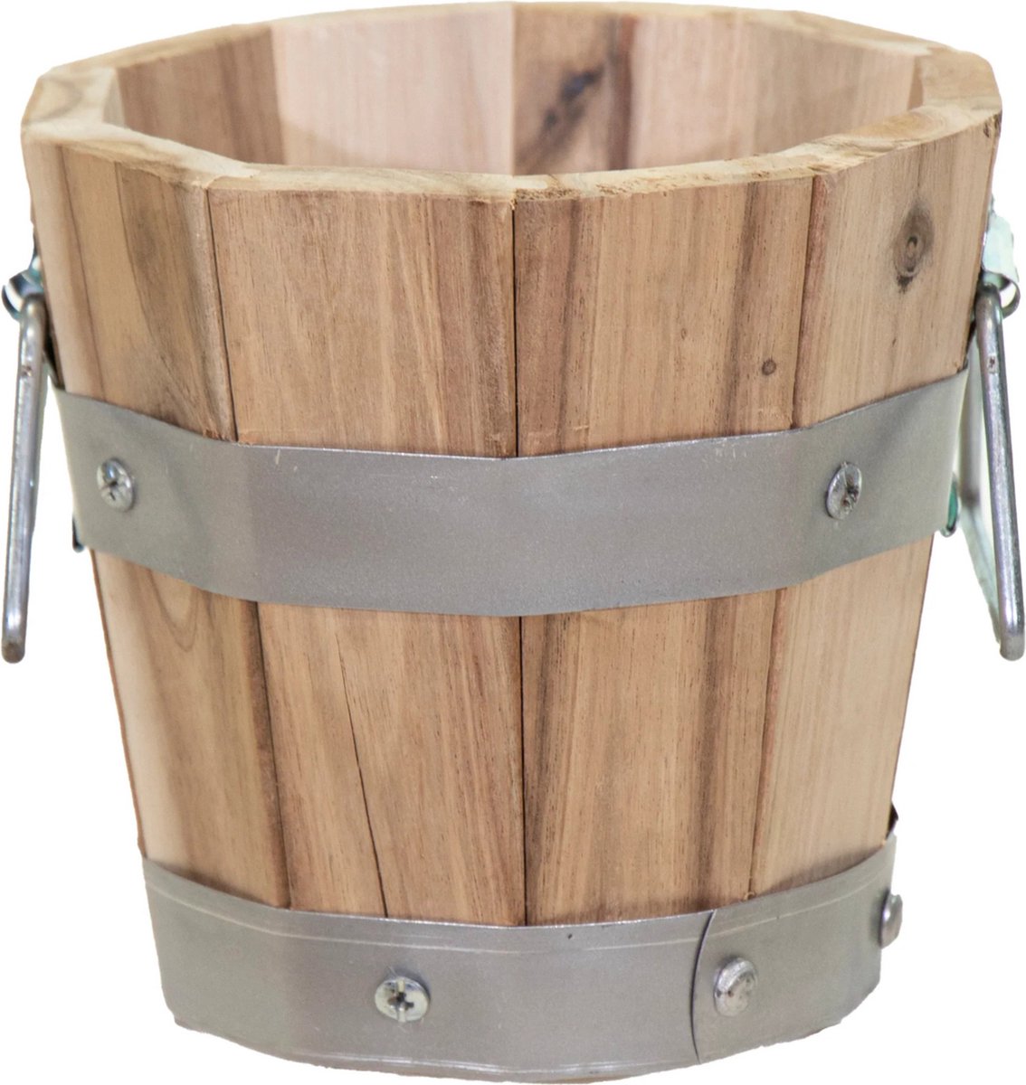Mega Collections Plantenbak/bloempot - 4x - Barrel - hout - hendels ...