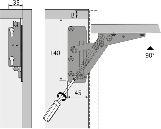 10921 Kleplift 80-220N, 90° | bol