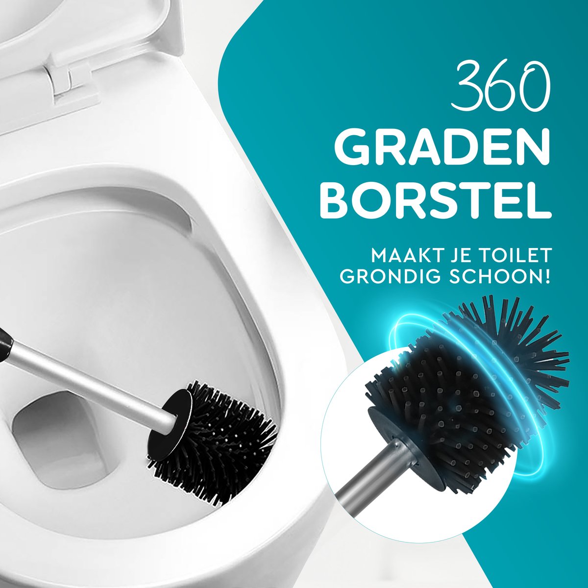 HGMD Toiletborstel Siliconen met Houder - Zwart – Wc Borstel - Toilet ...