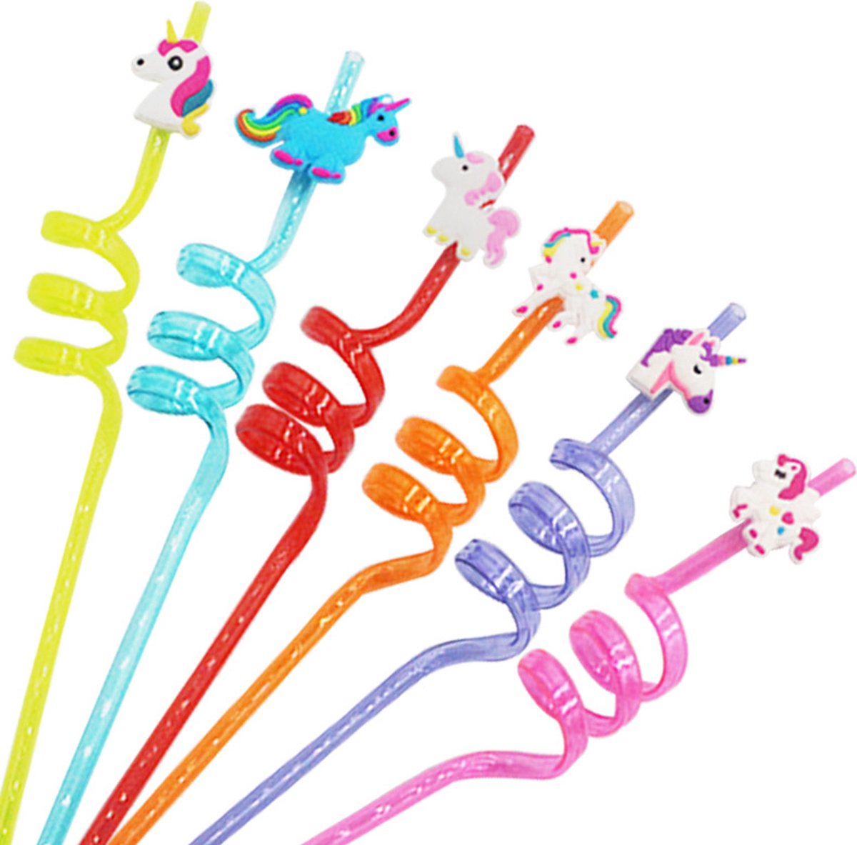 Herbruikbare Krul rietjes Unicorn/ Eenhoorn- 8 stuks - Groot plaatje ...