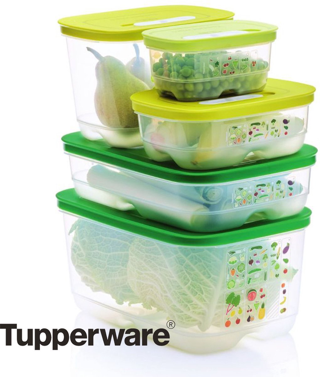 Tupperware FridgeSmart - 5-delige set - Vershoudbakjes - Groen | bol.com