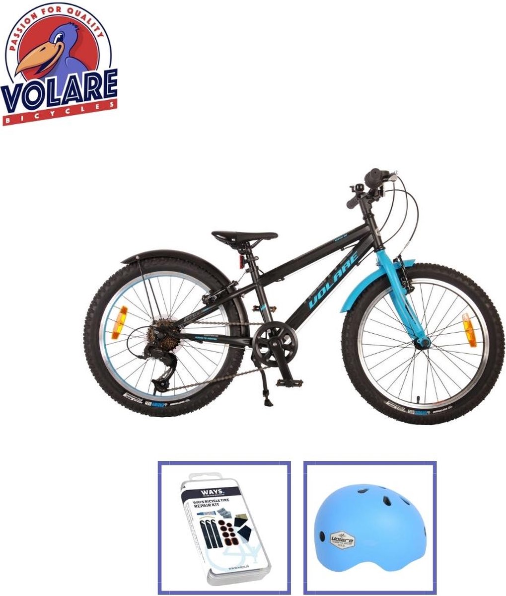 Volare Kinderfiets Rocky - 20 inch - Zwart/Blauw - 6 versnellingen ...