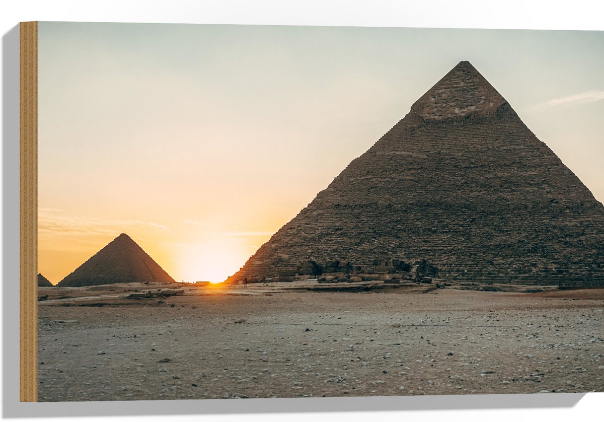 Hout - Woestijn met Piramides - Egypte - 60x40 cm - 9 mm dik - Foto op ...