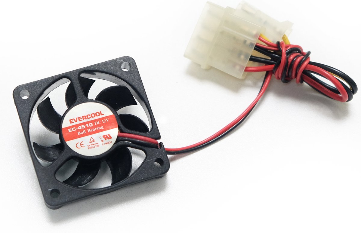 Evercool 5cm DC Fan (50x50x10) mm Ball Bearing Molex 4 pin connector ...