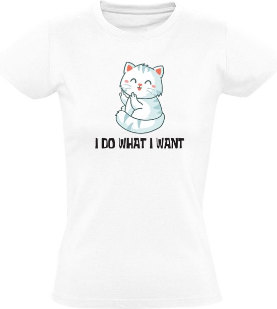 I Do What I Want Dames T Shirt Middelvinger Kat Zelf Weten Doen Wat Je Wil
