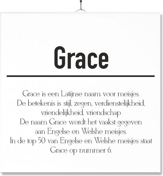 Tegel Met Opdruk | Betekenis | Kado | Cadeau | Met Naam - Grace | bol