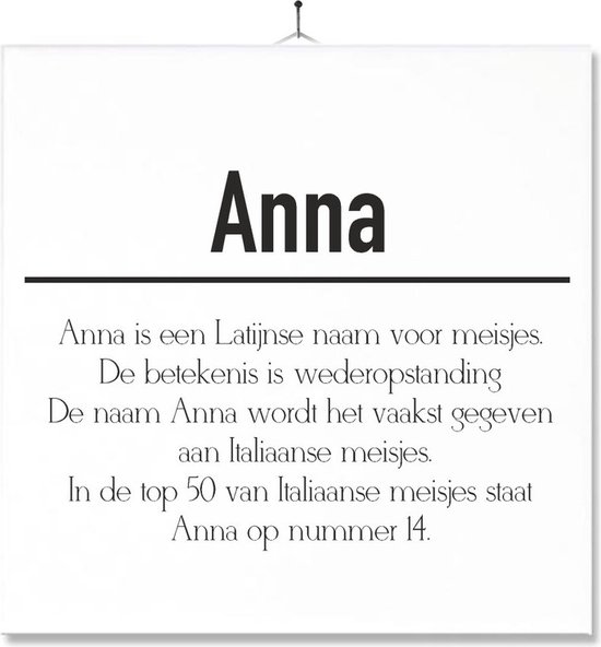 Tegel Met Opdruk | Betekenis | Kado | Cadeau | Met Naam - Anna | bol