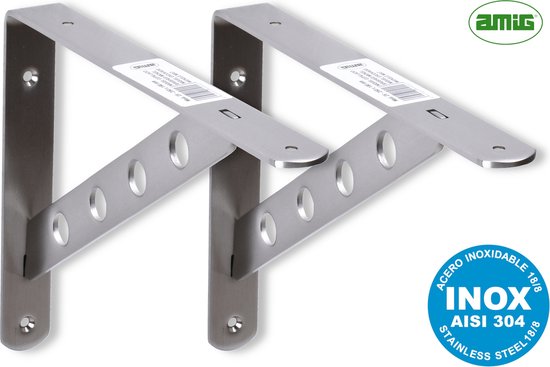 AMIG Plankdragers - Geborsteld RVS - 250x195mm / 4mm - Zware ...