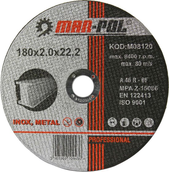 Doorslijpschijf - slijpschijf metal 180x2.0x22.2mm 5st | bol.com