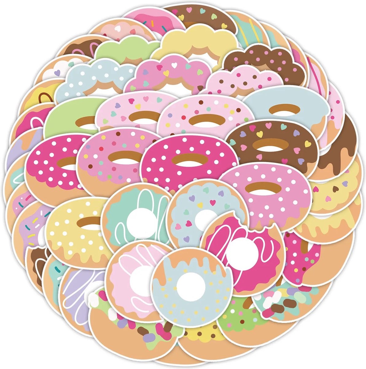 Donut Stickers 50 Stuks | Scrapbook Stickers | Lekkernij | Koek | Snoep ...