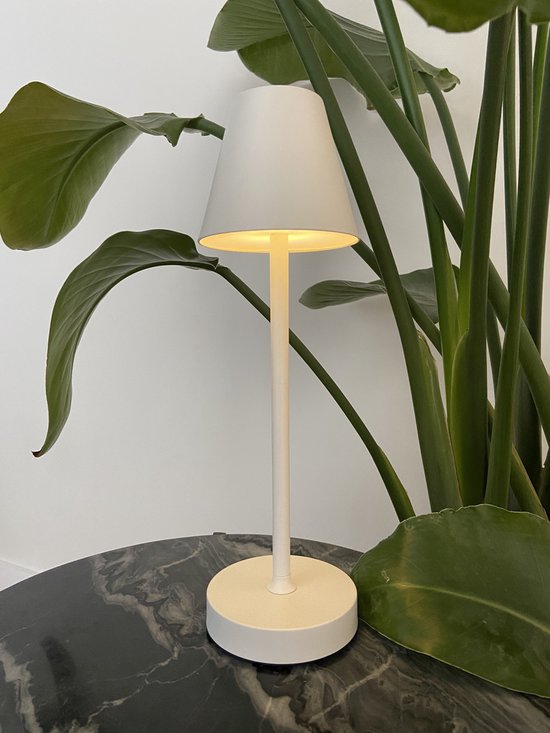 Tafellamp Bobbie – Wit – Dimbaar, Draadloos & USB – Touch schakelaar ...