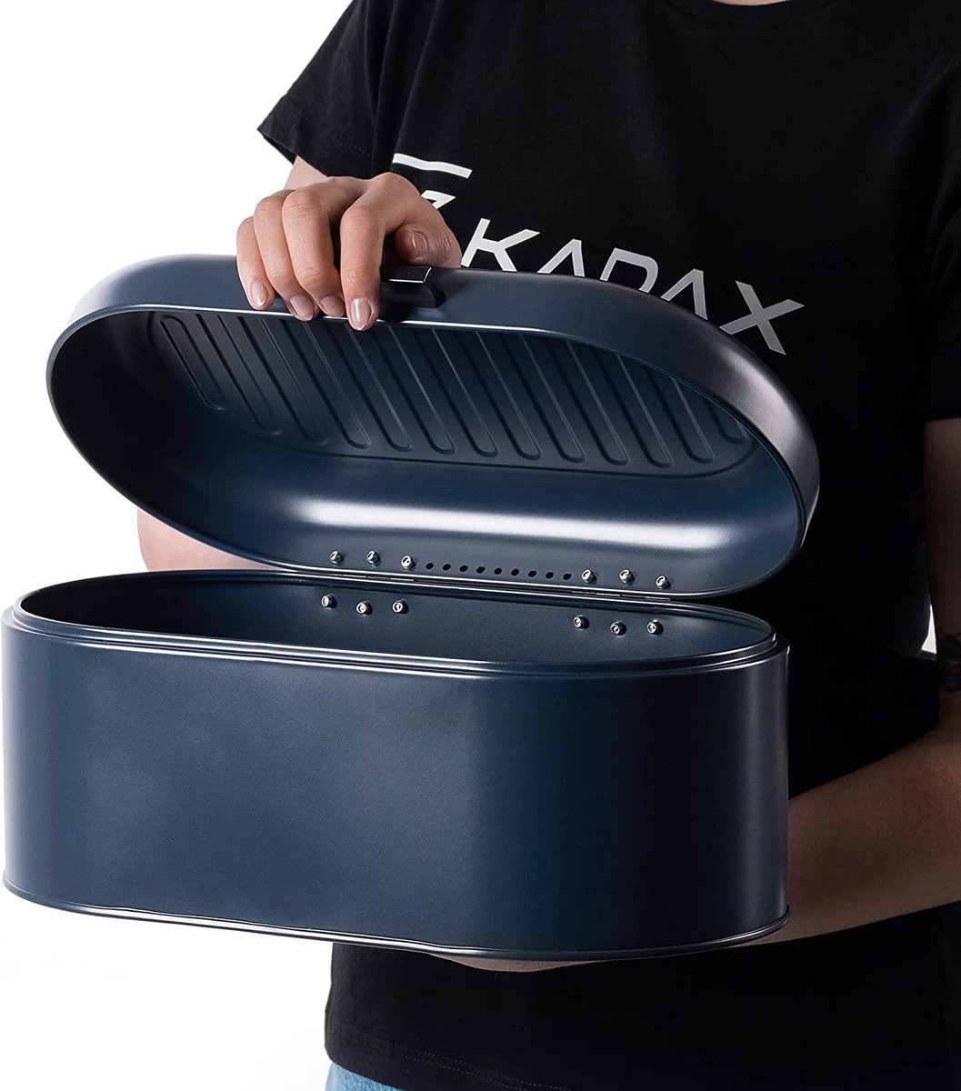 Broodtrommel van staal, 34 x 17 x 15 cm, vintage broodtrommel met ...