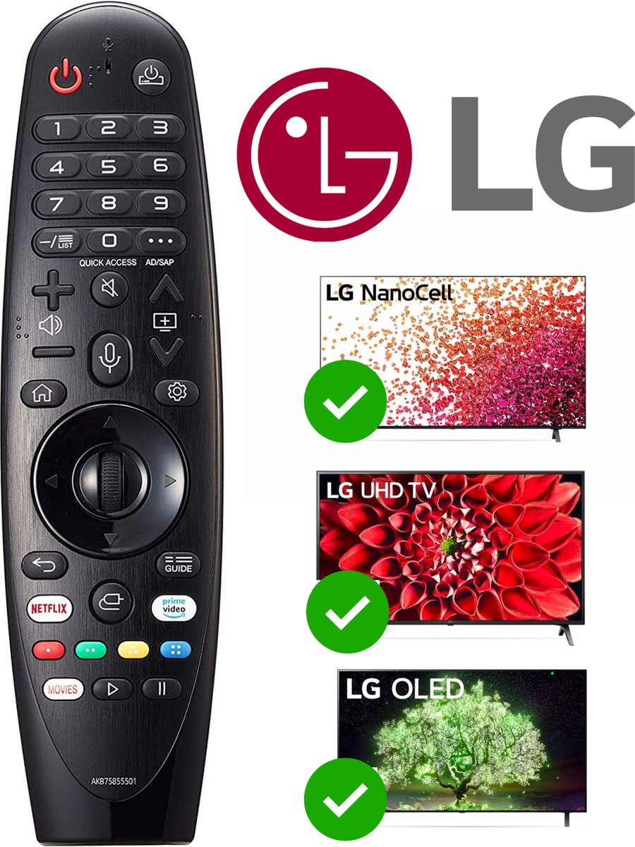 2-Pack LG Afstandsbediening - MagiC Remote Control - Compatibele ...