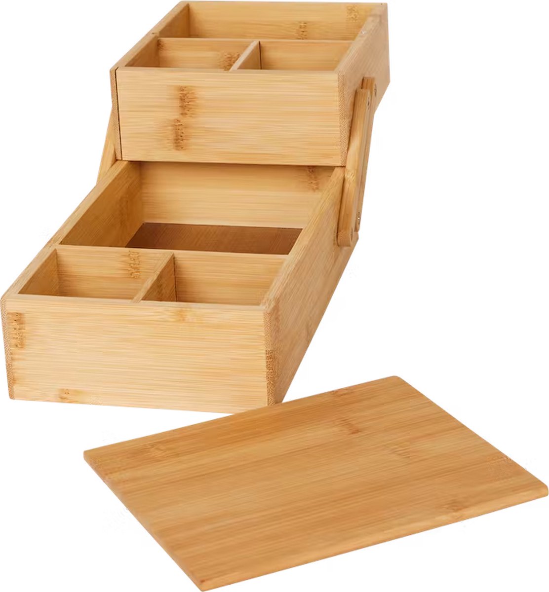 Bamboe houten opberbox - Naaidoos opbergbox 7 vakken - opbergbox met ...