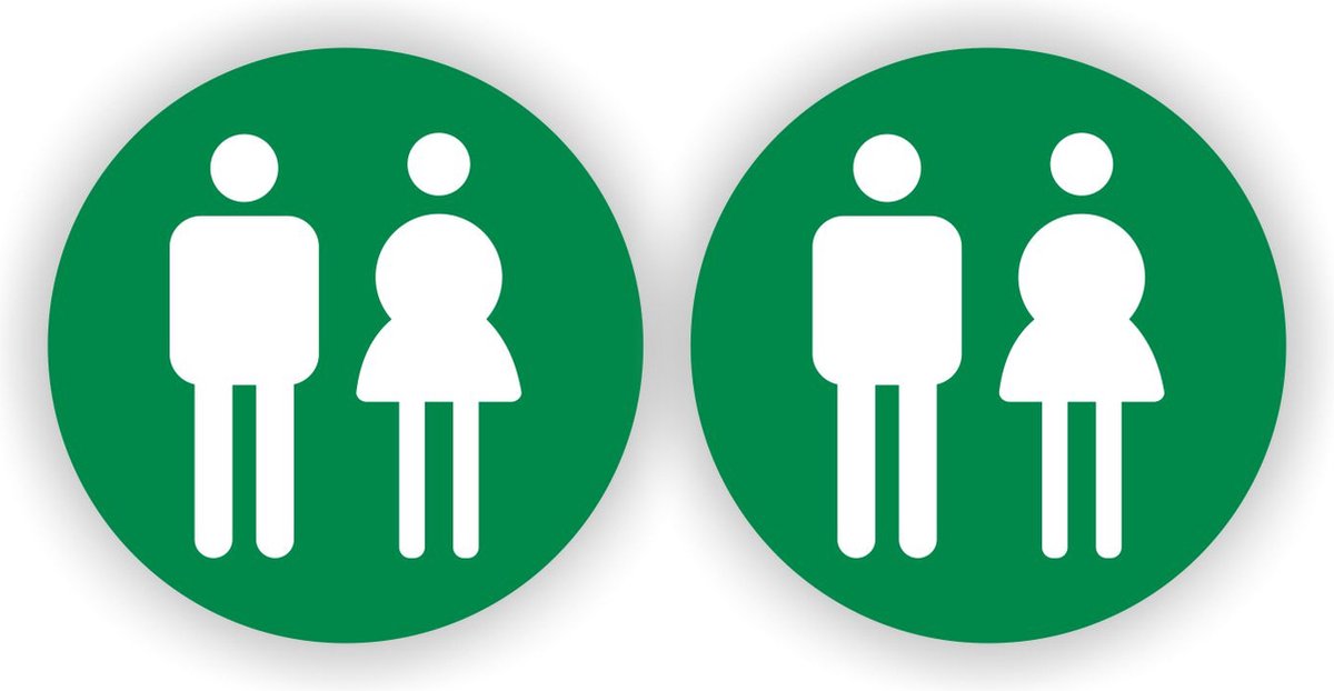 Dames en Heren WC pictogram sticker set 2 stuks groen | bol.com
