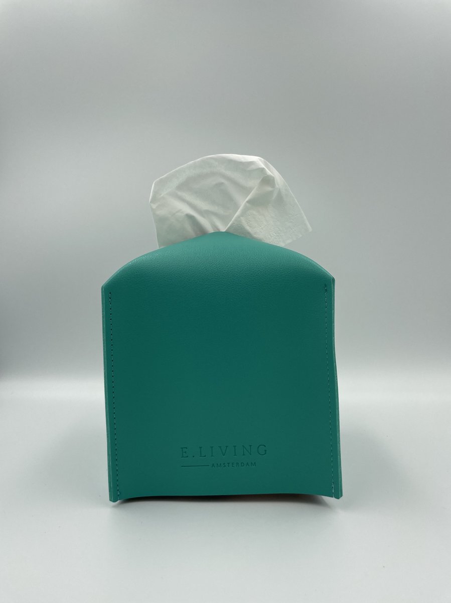 E.Living - Turquoise kleur - NIEUW LUXE Leren Tissuehouder - Tissues ...